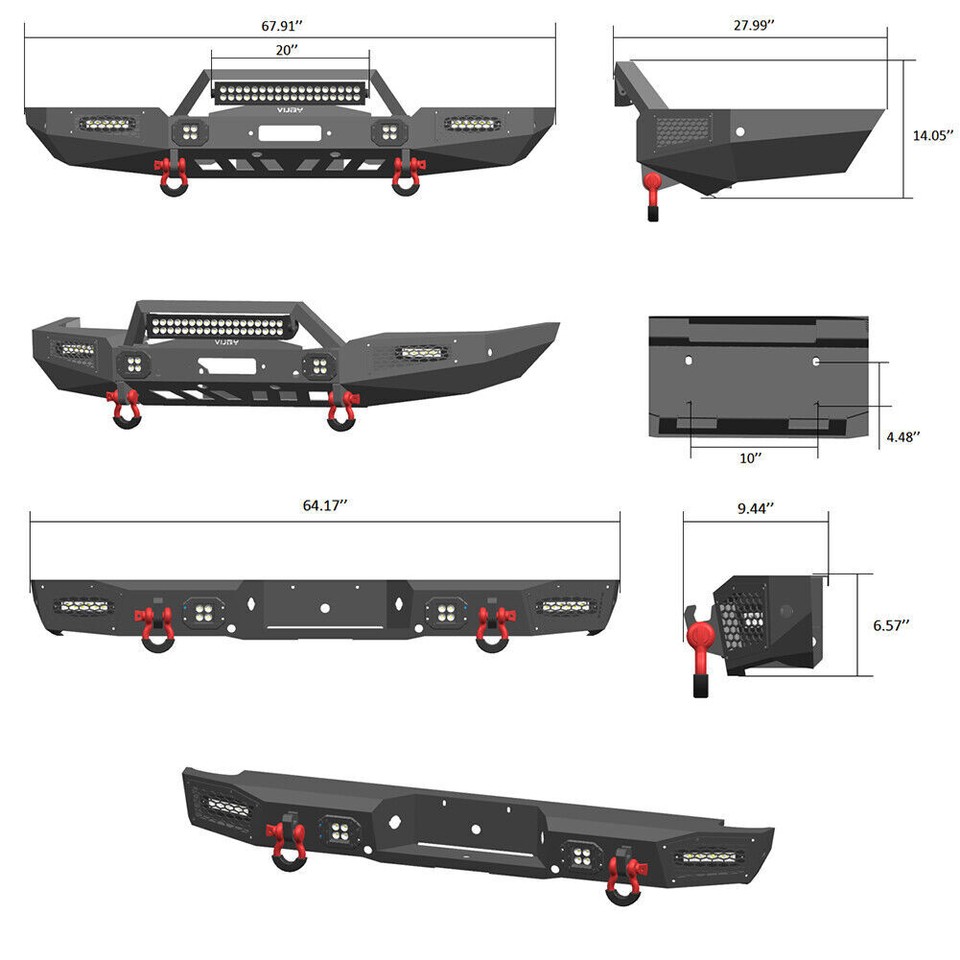 Vijay Fit 1998-2011 Ford Ranger Front or Rear Bumper w/Winch Plate ...