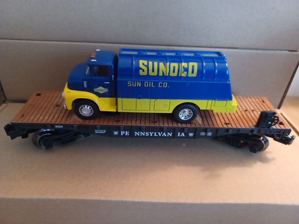 O Gauge Flat Car - PENNSYLVANIA w/1956 SUNOCO TRUCK - New Item - Free ...
