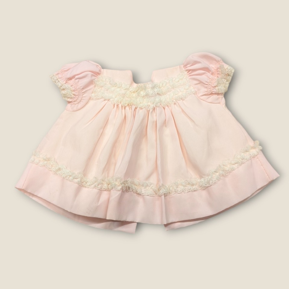 Vintage Baby Girls Bryan Pink & White Lace Ruffle Dress & Bloomers ...
