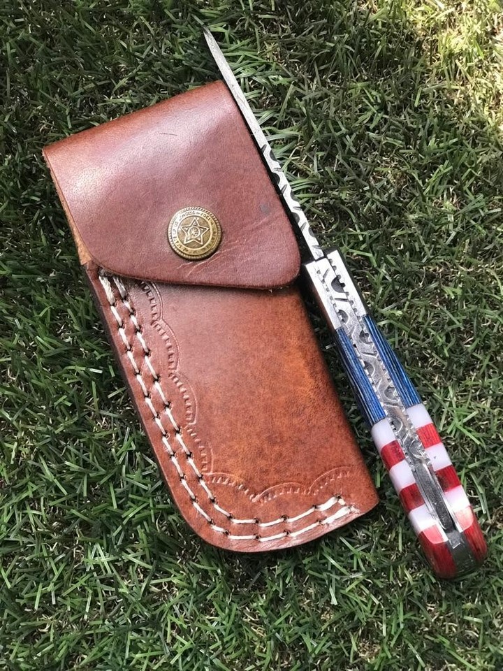 7" CUSTOM HANDMADE TWIST DAMASCUS STEEL FOLDING KNIFE BACK LOCK FC-46 ...