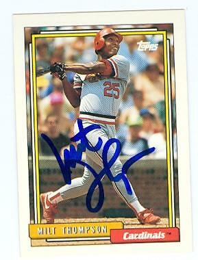 Milt Thompson autographed baseball card (St Louis Cardinals) 1991 Topps ...
