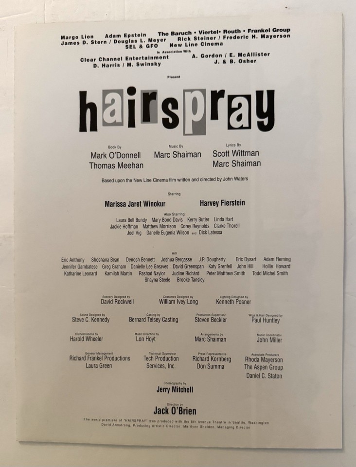 Broadway Souvenir Program With 4 Page Cast Foldout/ Poster 2002 ...