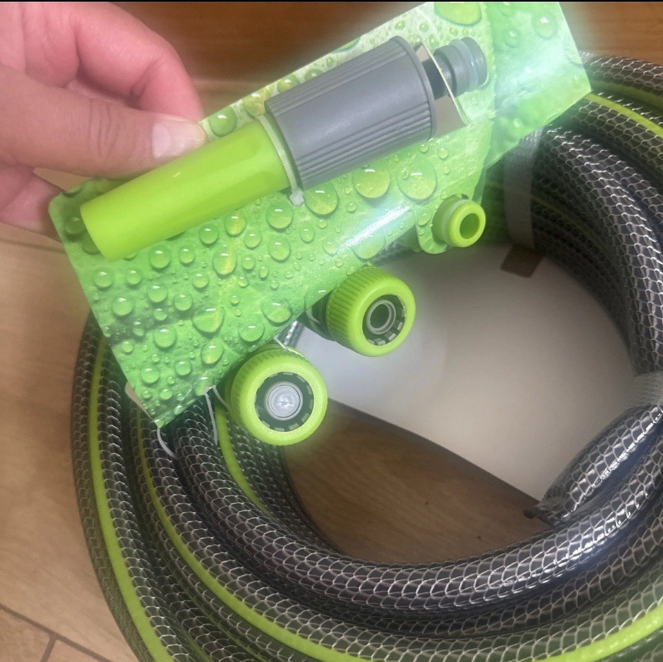 17.5M Reinforced Garden Hose Pipe with Spray Nozzle Fittings PVC ...