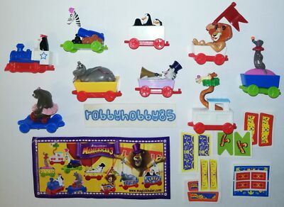 MADAGASCAR 3 COMPLETE SET OF 9 WITH ALL PAPERS KINDER JOY SURPRISE EGG ...