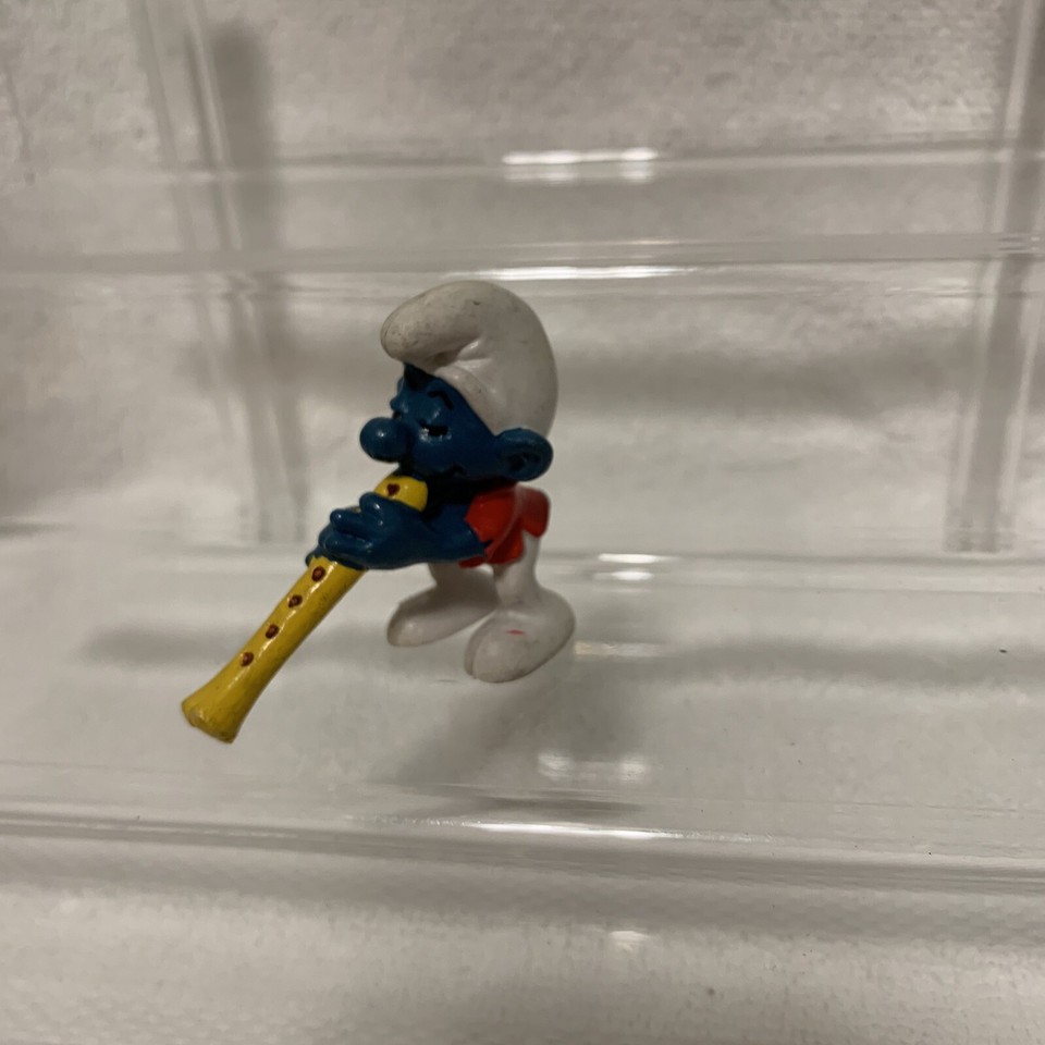 Flautist Smurf Magic Flute/ Oboe 20048 Peyo Schleich Vintage 1980 TV ...