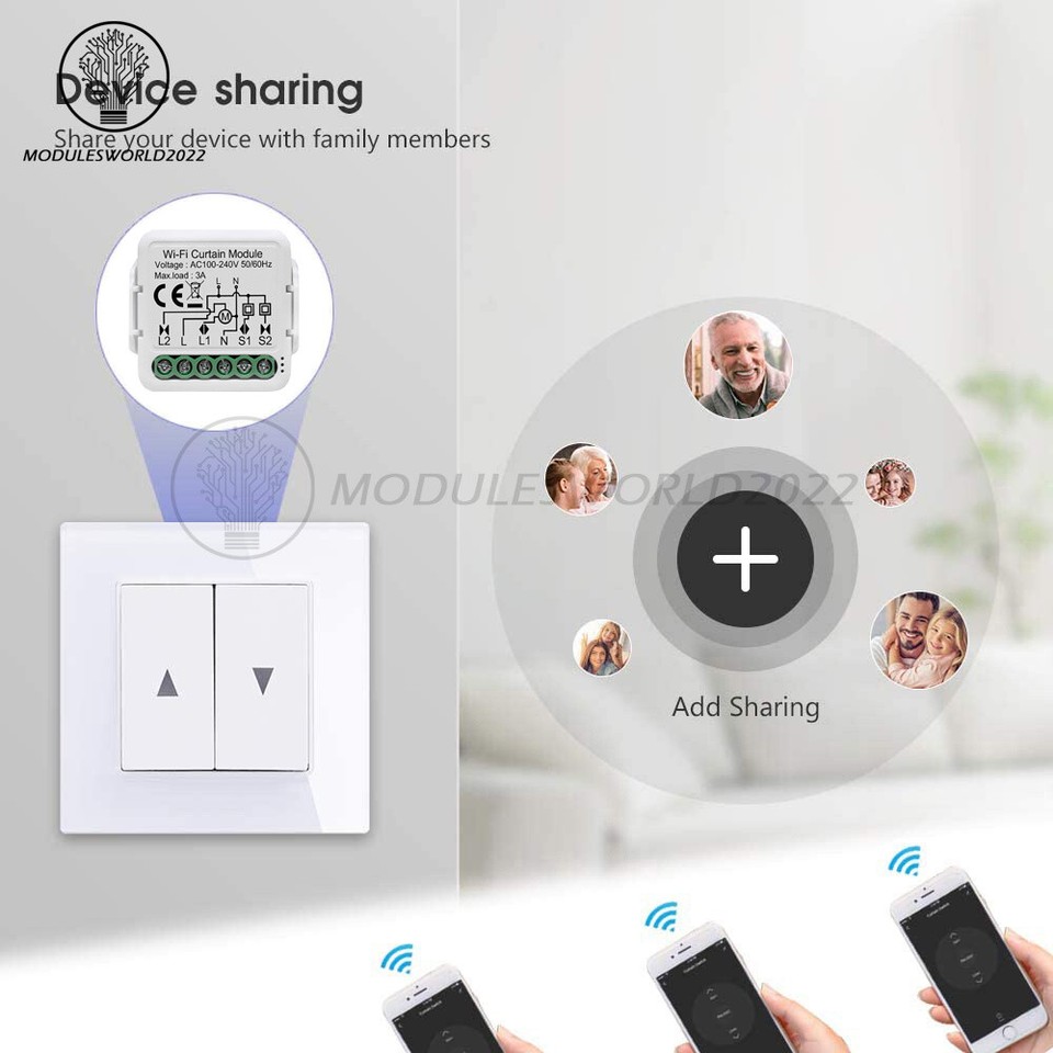 WiFi Blutooth Smart Curtain Roller Shutter Switch Module for Tuya Alexa ...