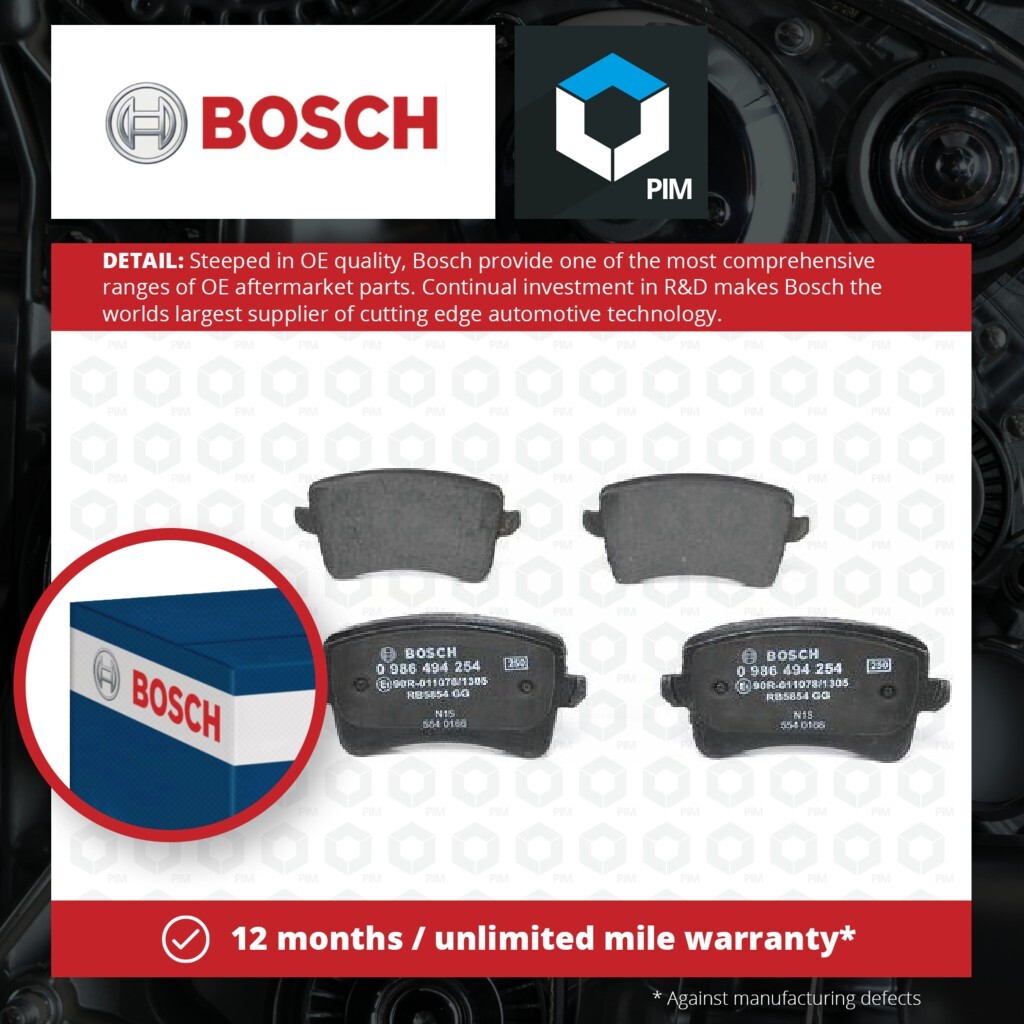 Brake Pads Set fits AUDI A5 Rear 07 to 17 Bosch 8K0698451B 8K0698451C ...