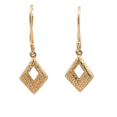 10Ct Yellow Gold Dotted Detail Diamond Shaped Hook Earrings | eBay ...