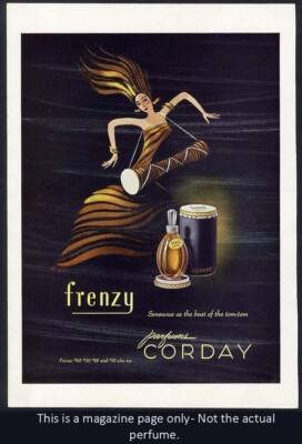 CORDAY FRENZY Perfume Magazine Ad 1946 Woman Bongo Style Drum by BOBRI ...