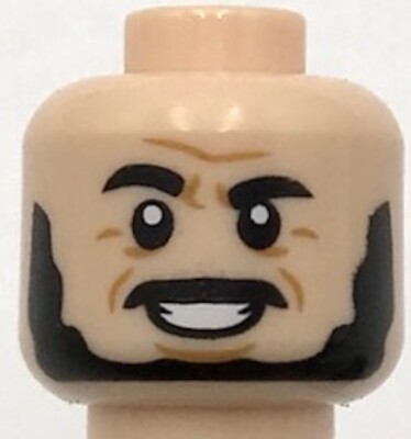 Lego New Light Nougat Minifigure Head Black Eyebrows Moustache and ...