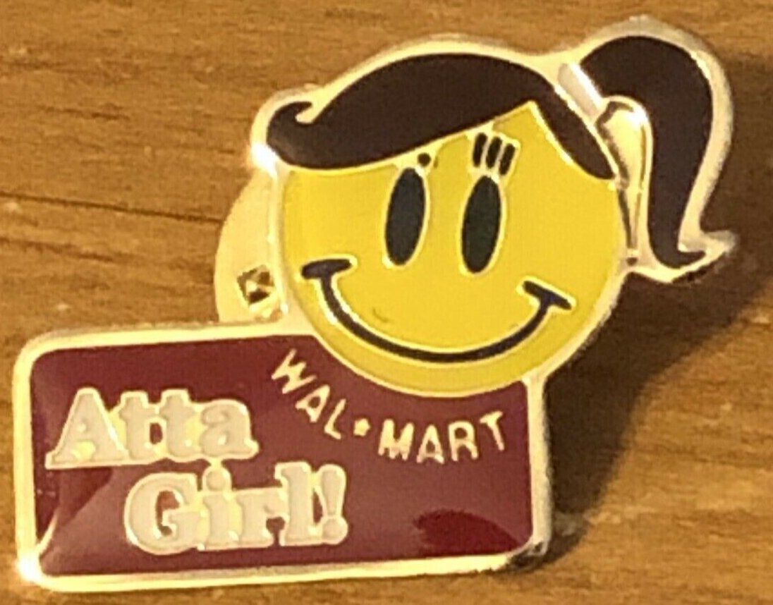 Rare Walmart Lapel Pin Atta Girl Smiley Girl Wal-mart Pinback | eBay