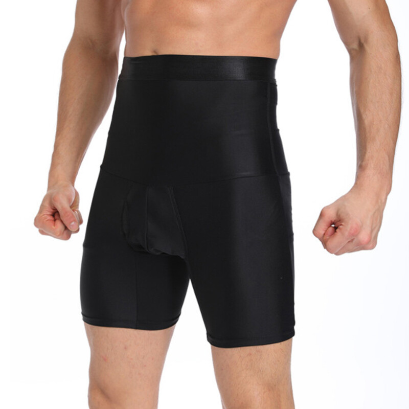 Mens Compression High Waist Boxer Shorts Tummy Slim Body Shaper Girdle ...