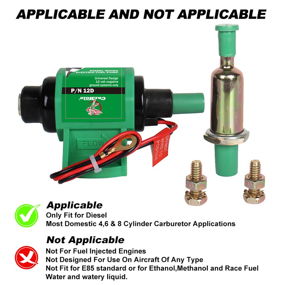 Universal 12V Inline Micro Electric Fuel Pump Diesel Petrol 4-7 PSI Low ...