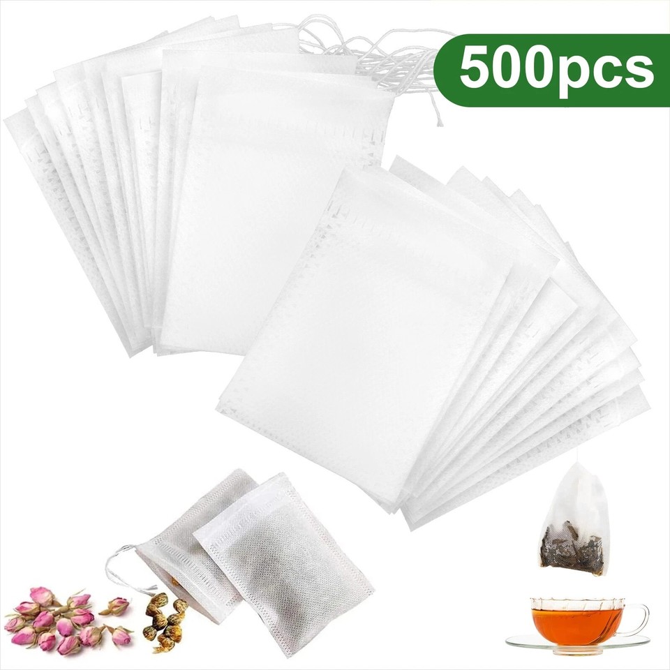 500pcs Disposable Empty Tea Bag Drawstring Seal Teabags Loose Leaf Tea ...