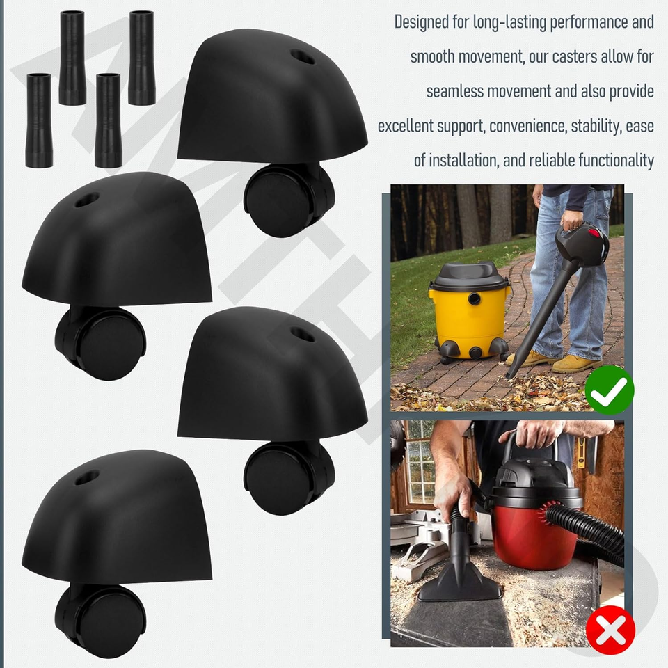 Heavy Duty Caster Wheels with Caster Foot Kit for Shop Vac Vacuum a & B ...