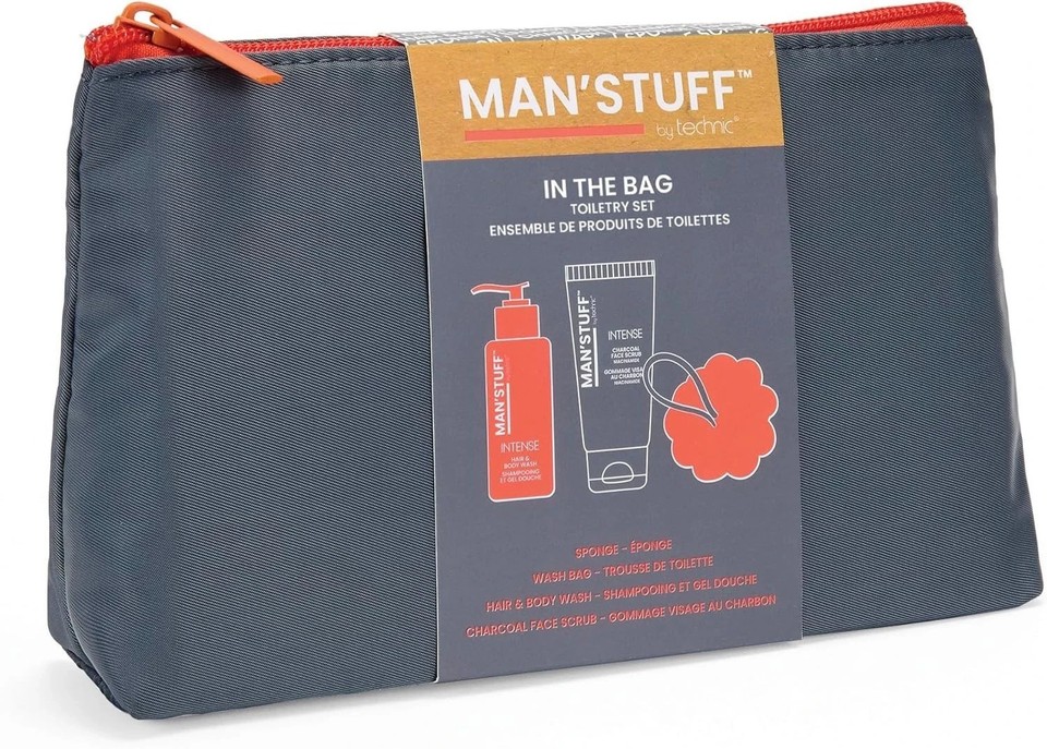 Man' Stuff Toiletry Set - Travel Wash Bag - Shower Gel Shampoo Body ...