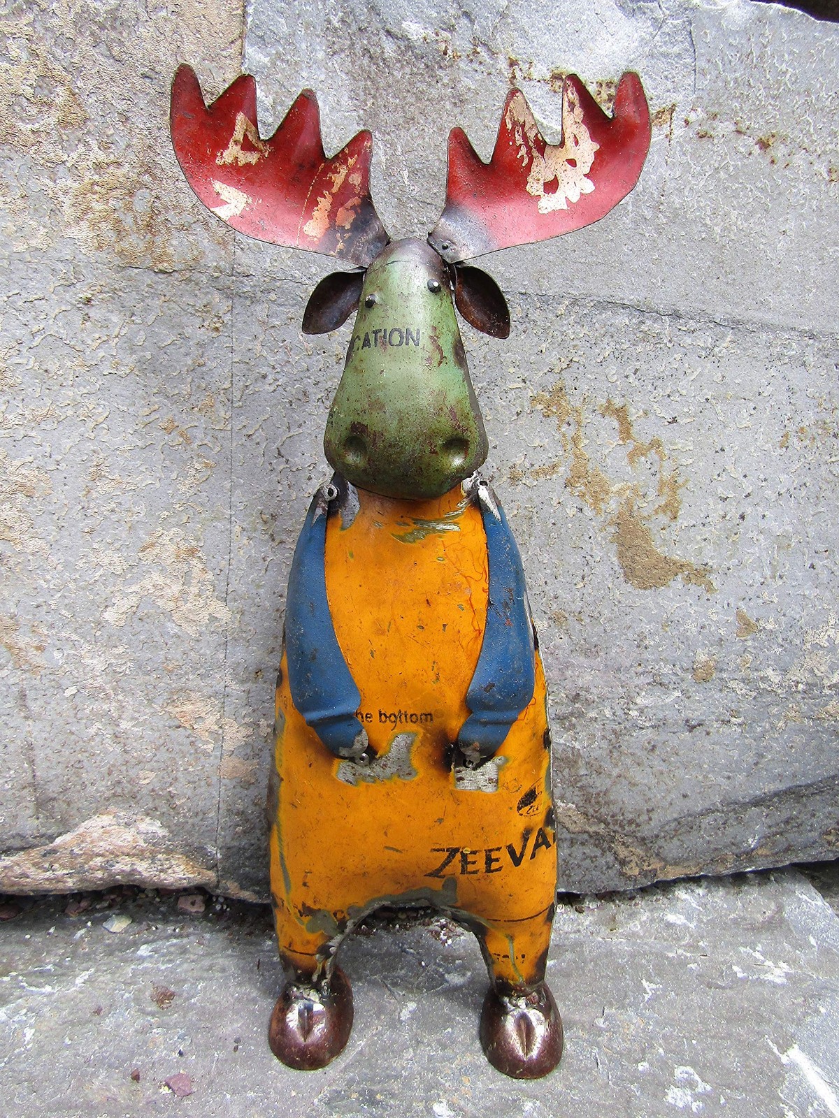 Rustic Small 13 Inch Tall Repurposed Scrap Metal Moose Statue Home ...