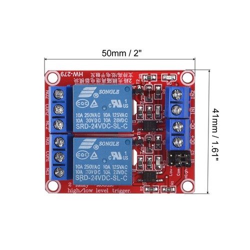 Relay Module 2 Channel 24V High Low Level Trigger Module Red Relay ...