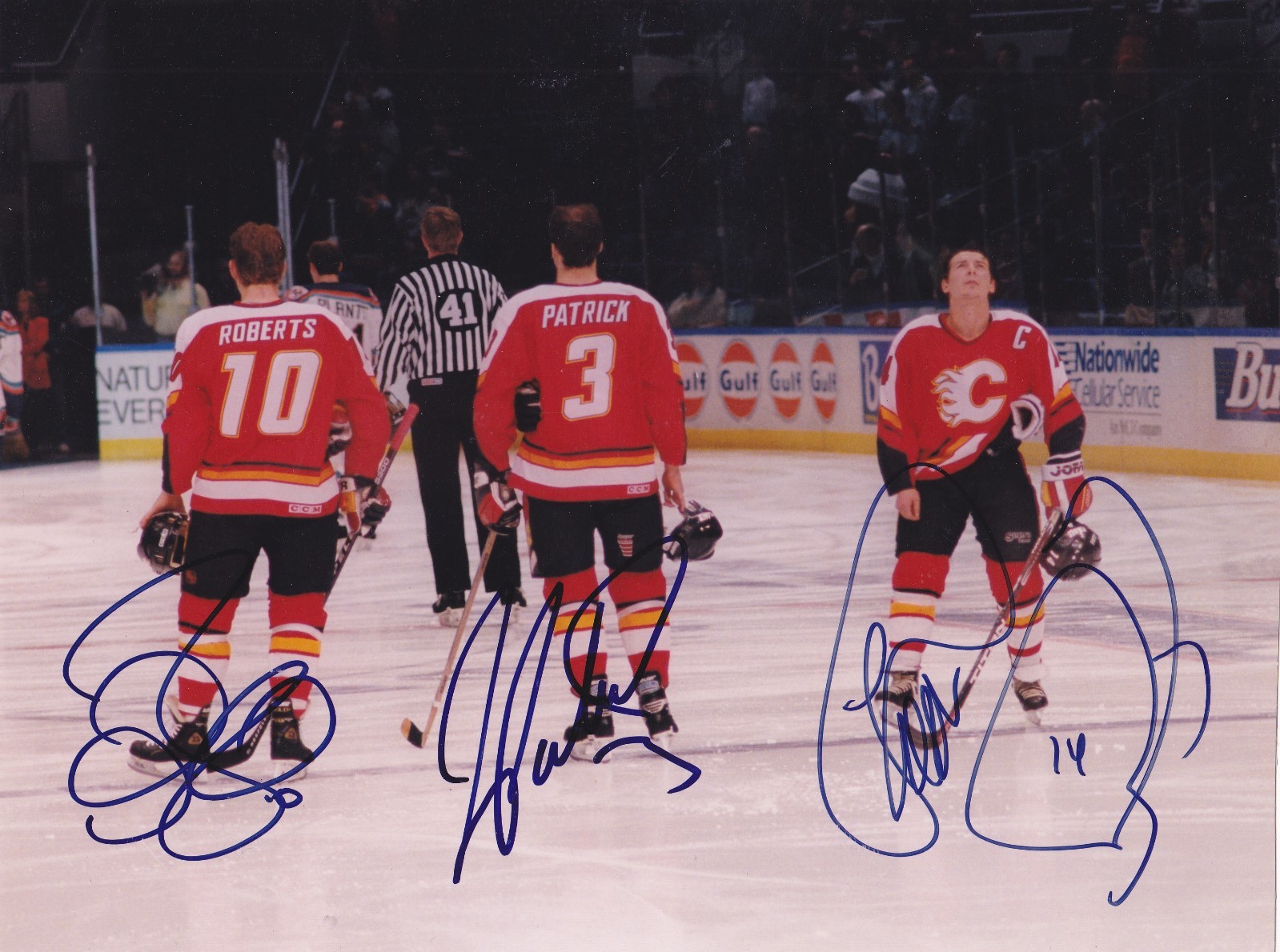 Theo Fleury,James Patrick,Gary Roberts signed Calgary Flames 8x10 color ...