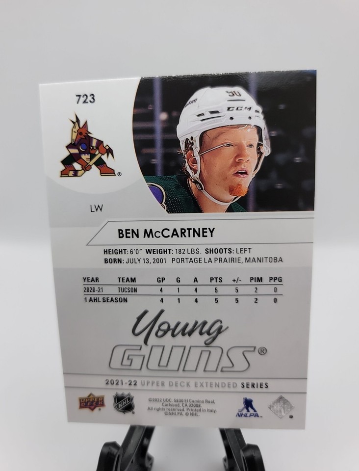 2021-22 Upper Deck Extended Series 3 Ben McCartney Young Guns RC #723 ...