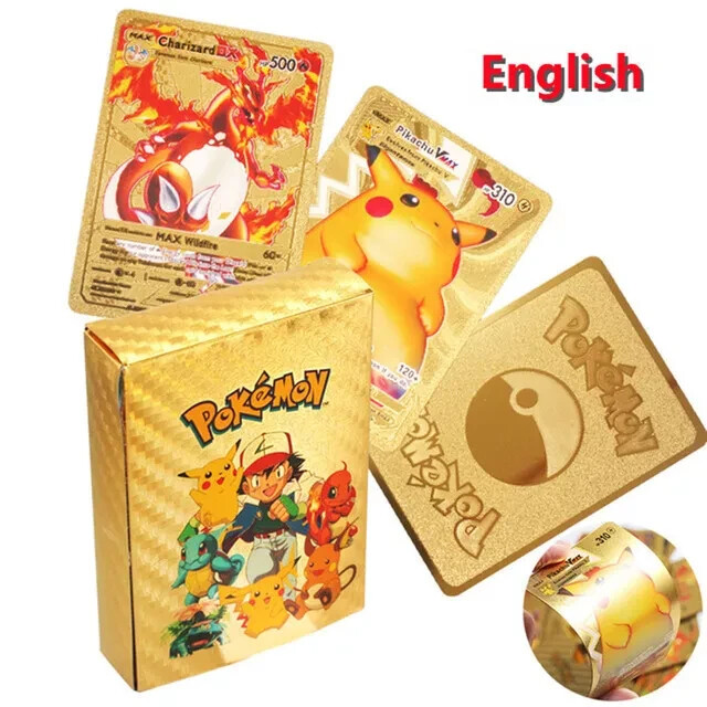 New 55PCS Pok Card Foil GOLD PACK CARDS TCG GX Vmax GX Card Charizard ...