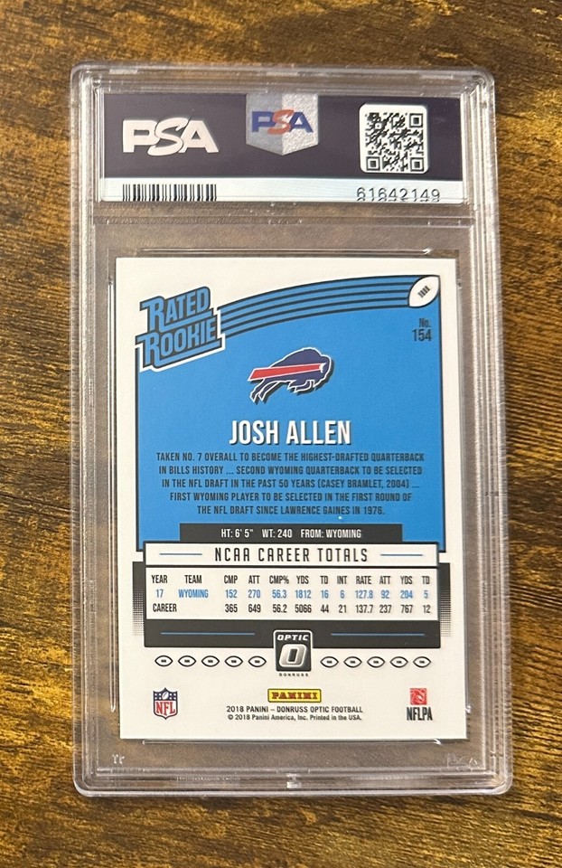 2018 Panini Donruss Optic #154 Josh Allen RC PSA 10 #S4662 | eBay