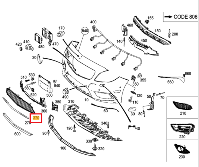 Genuine MERCEDES BENZ MB CLA Class W117 Front Bumper Lower Grill ...