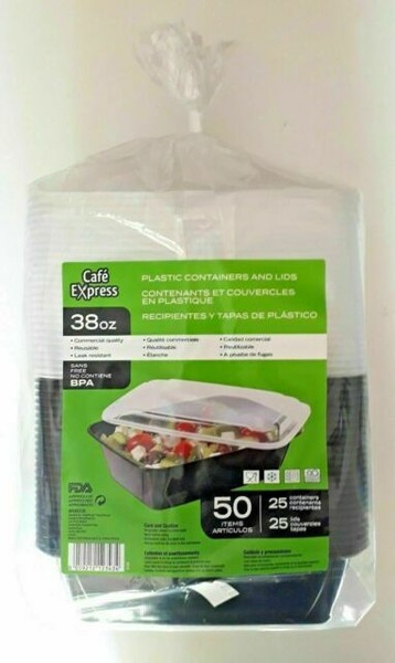 Cafe Express 38oz Plastic Containers and Lids 25 in Total for sale ...
