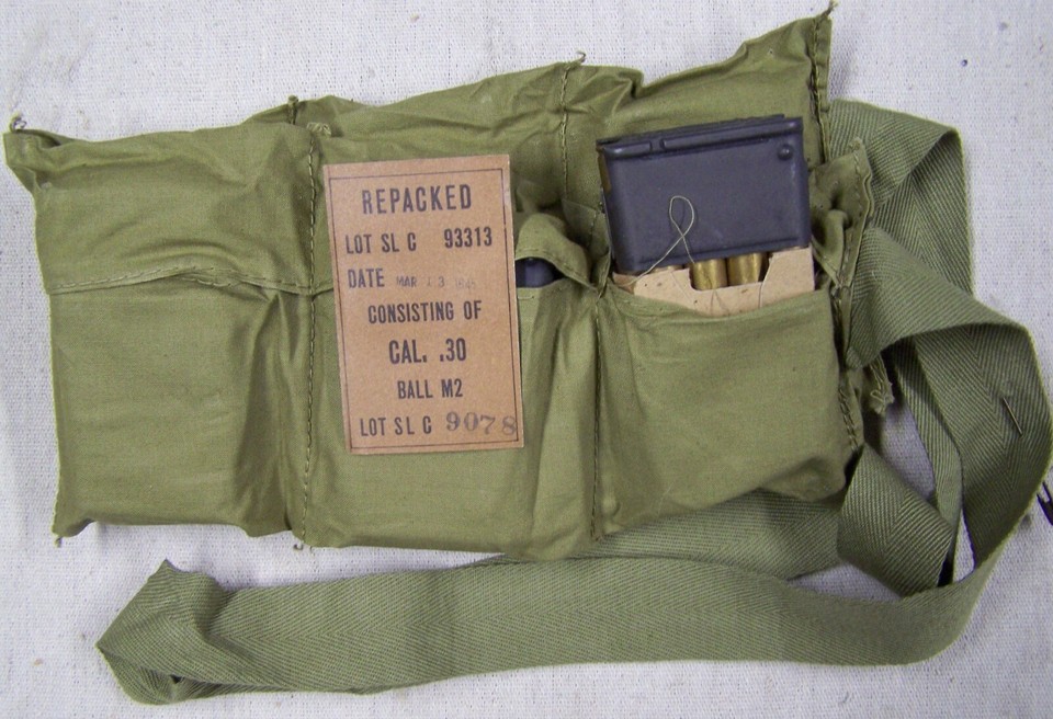 MID - WW II OLIVE M1 GARAND REPLICA BANDOLEER REPACK KIT FOR 8 RD CLIPS ...
