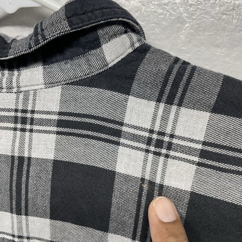 Faded Glory Flannel Shirt Gray Black Plaid Outdoor Work Long Sleeve Men ...