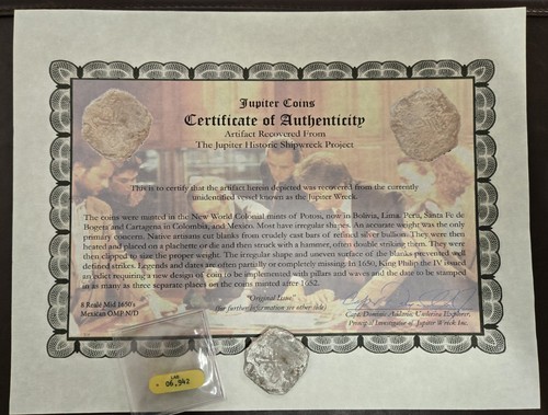 Jupiter Wreck 1659 Silver Shipwreck Coin! RARE Mexico Mint 8 Reales ...