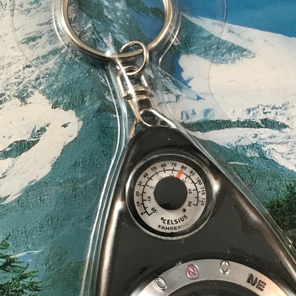Survival Compass and Thermometer Keychain Tool (CS-177) with Keyring ...
