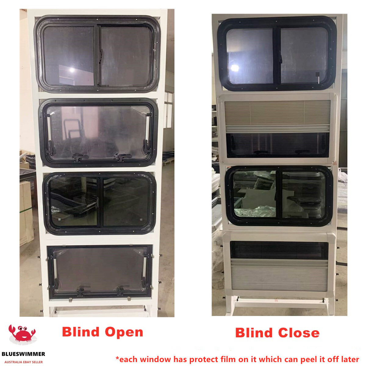 Caravan Push Out Window Square Corner 850mmX550mm Blinds Campervan ...