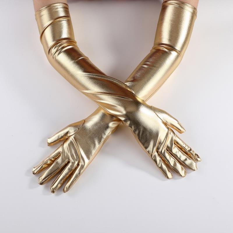 Stretch PU Leather Skinny Long Glove Punk Rock Hip Hop Jazz Disco Dance ...