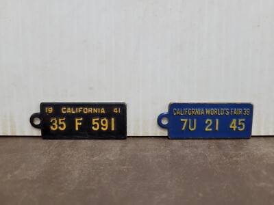 1939 1941 California BF GOODRICH KEY TAG License Plate Tag KEYCHAIN TAG ...