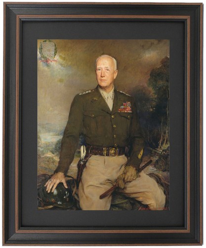 Framed Portrait of General George Patton by Boleslaw Jan Czedekowski. 2 ...