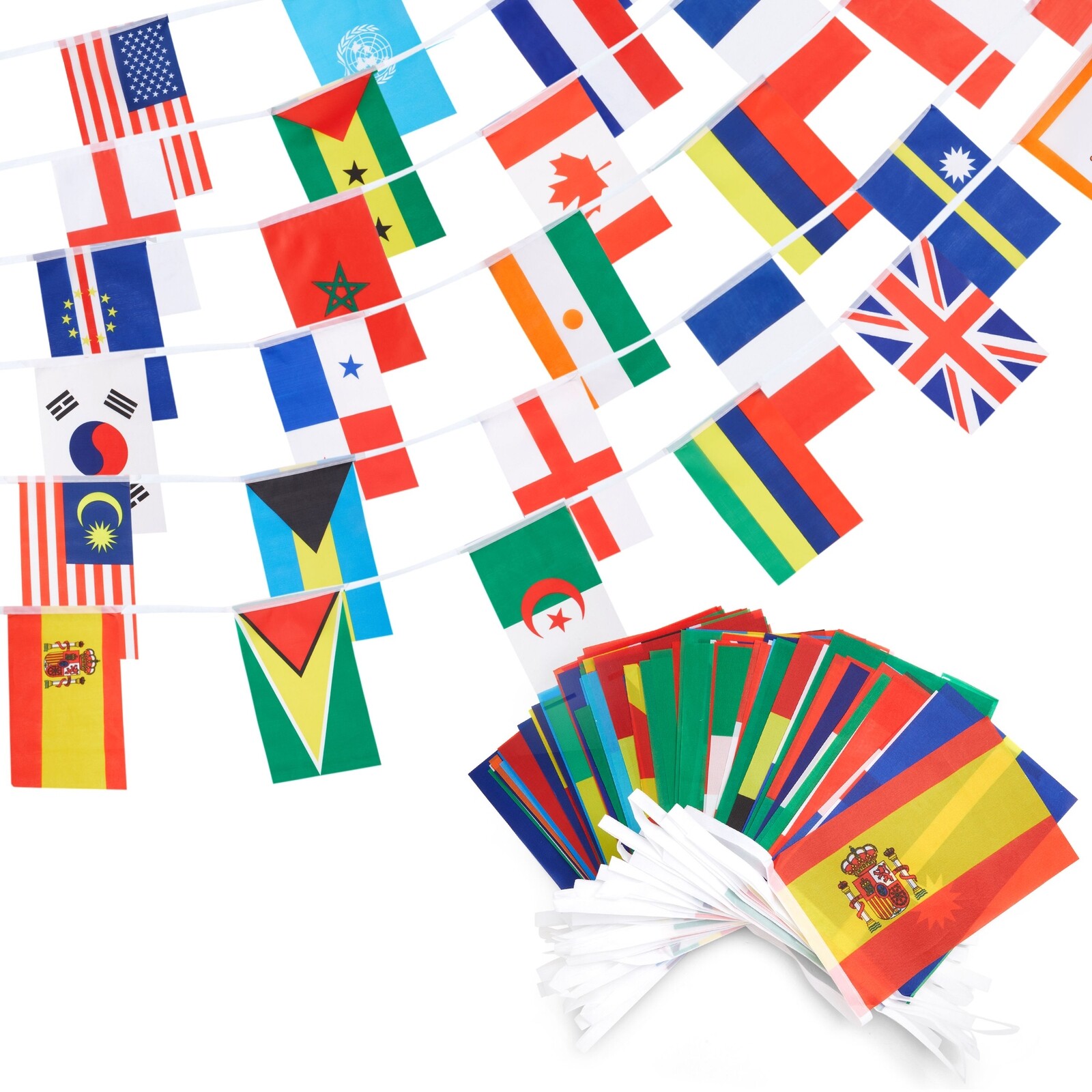 International Flags of the World Banner with 100 Assorted Countries, 80 ...