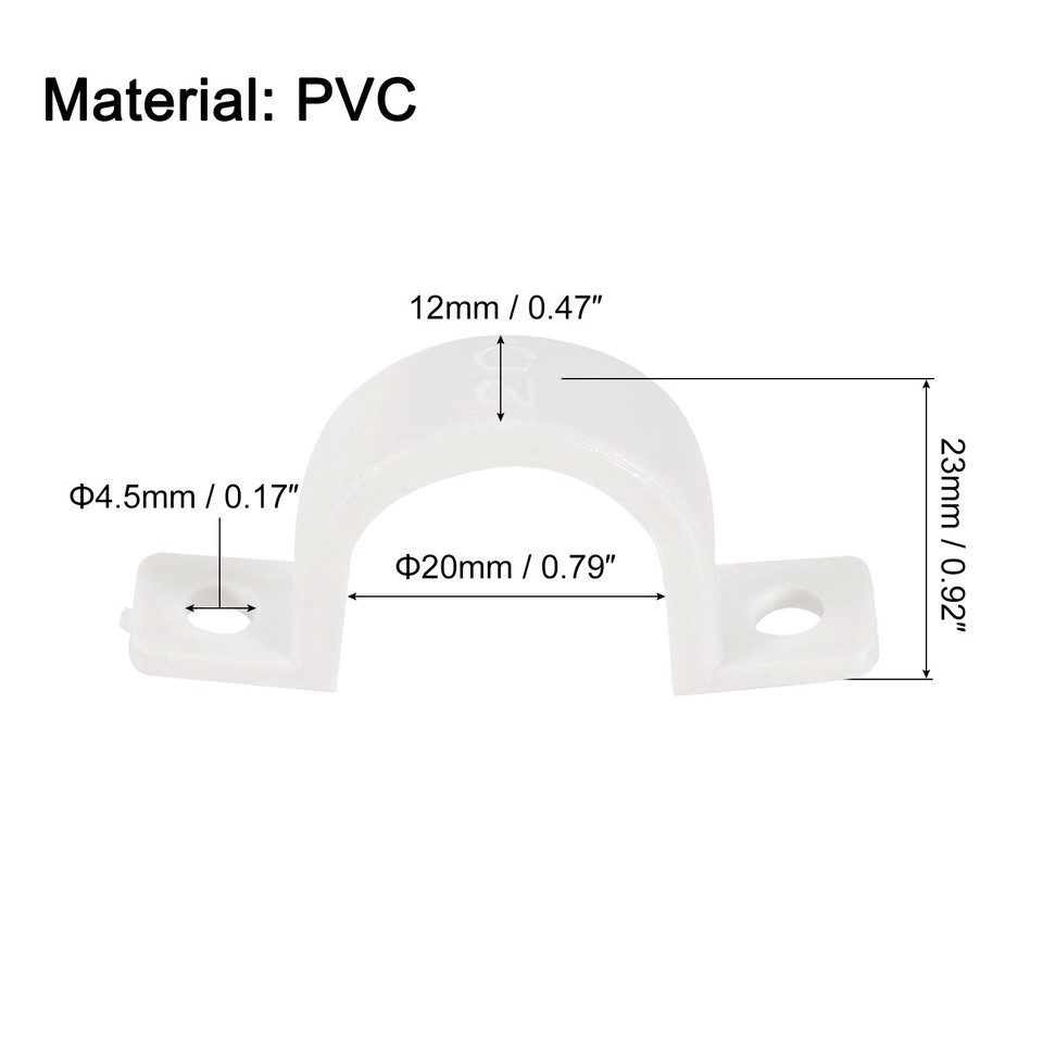 PVC Pipe Straps, 50pcs 20mm(3/4") Conduit Clamp Clip Two Hole Plastic ...