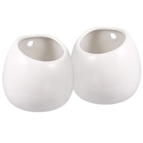 2 Pcs Ceramic Wall Hanging Decors Wall-hung Flower Pots Farmhouse ...