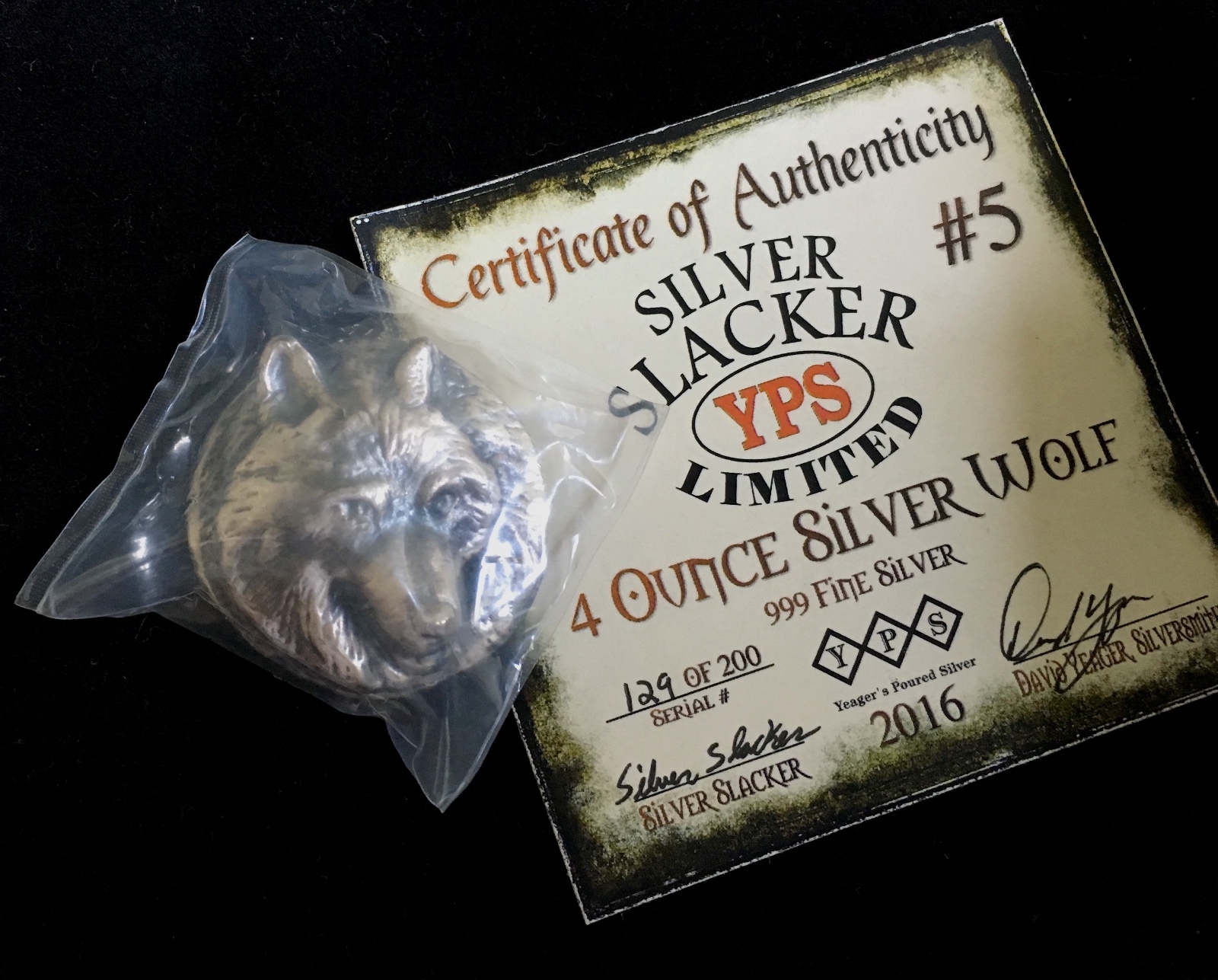 YPS 4 Ounce Silver Wolf - Silver Slacker Exclusive Pour 999 Fine Silver ...