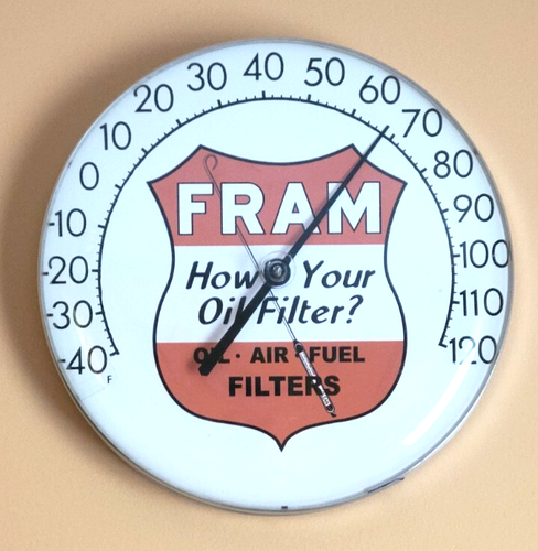 Fram Filter Advertising Thermometer Gas Service Station NASCAR Garage ...