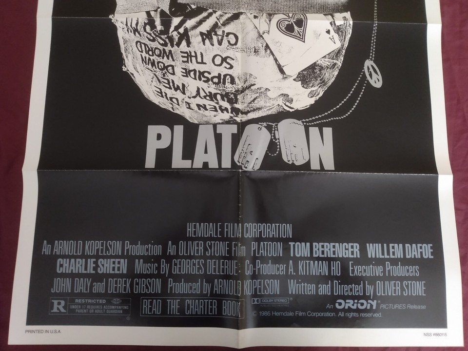 Platoon Original 27x41 One-sheet 1986 Charlie Sheen Best Picture Oliver ...