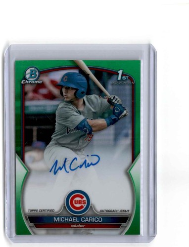 2023 Bowman Draft Chrome Autograph Green Michael Carico RC Auto /99 ...