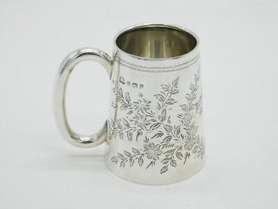 Edwardian Sterling Silver Floral Pattern Christening Mug Antique 1909 ...