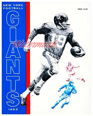 NFL 1963 New York Giants Game Program Cover REPRINT Color 8 X 10 Photo ...