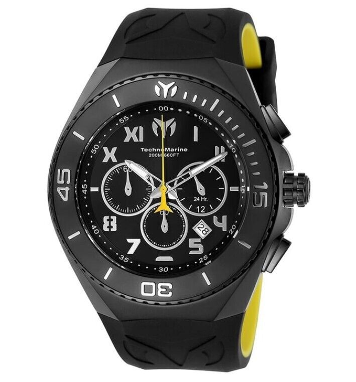 TechnoMarine Ocean Manta TM-215069 48mm Black Silicone Men Watch for ...