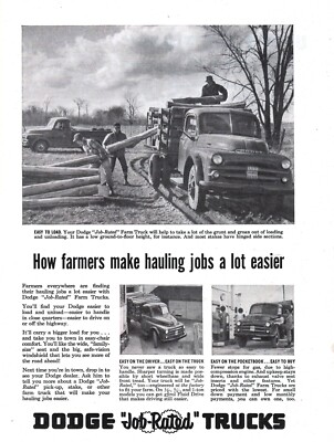 VINTAGE 1952 DODGE JOB RATED TRUCKS FARMING LOGGING PRINT AD | eBay