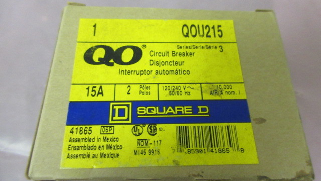 QO QOU215, 41865, Square D, Circuit Breaker, 15A, 120/240V~ 50/60Hz ...