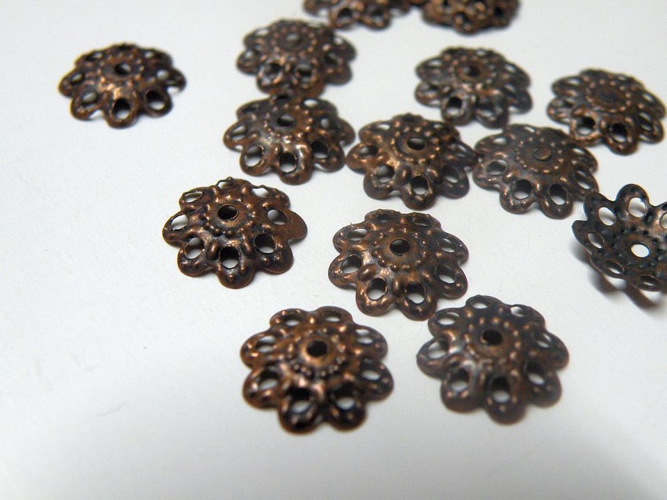 Antiqued Copper Filigree Bead Caps Vintage Bohemian Style 6mm - 42mm ...