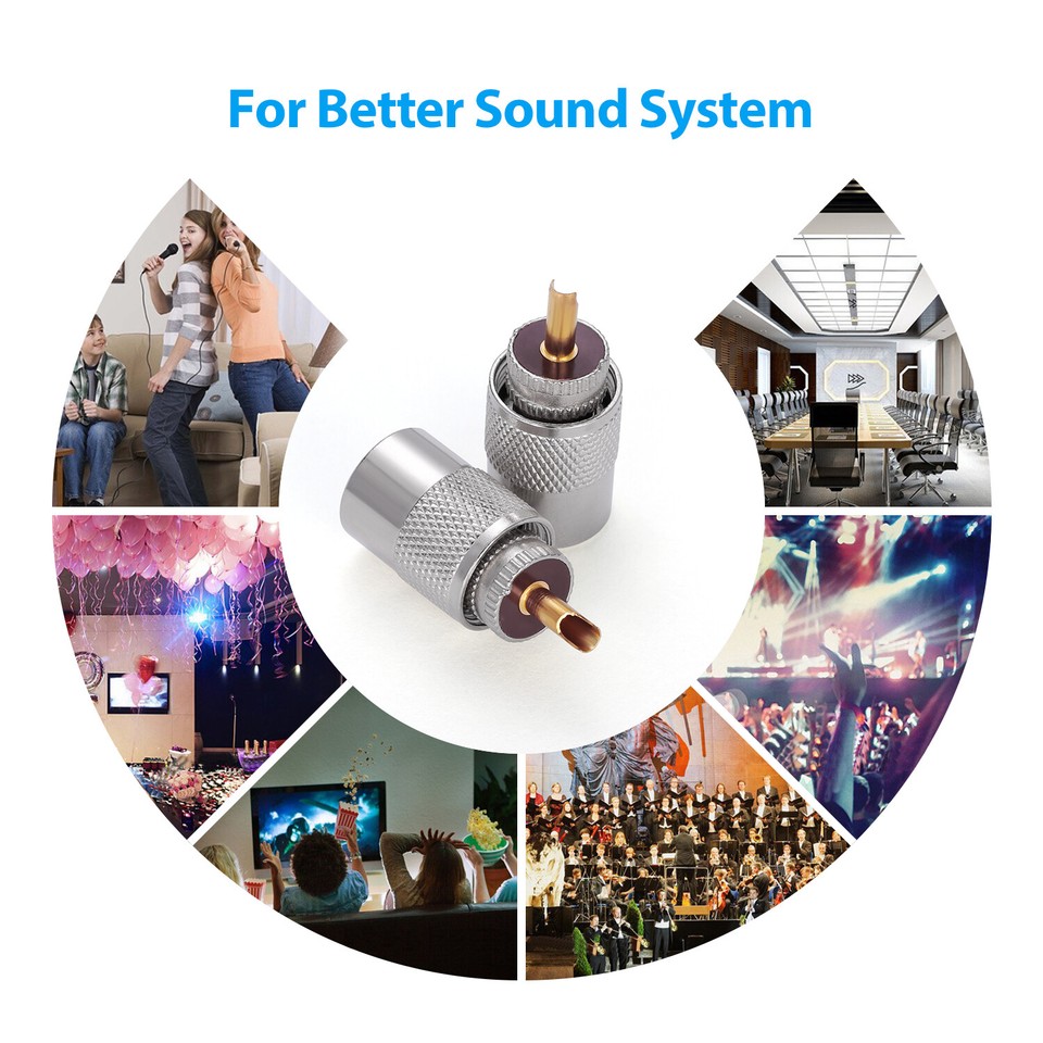 20-60set UHF Male Plug Solder Adapter PL259 Coax Connector with Reducer ...